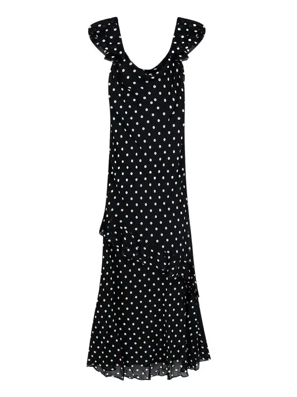 SELF-PORTRAIT Polka-dots Viscose Dress - Black