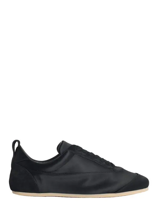 JIL SANDER Satin Sneakers With Suede Trim - Black