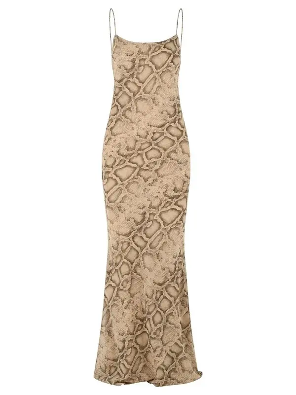Andamane Printed Polyester Dress - Cream