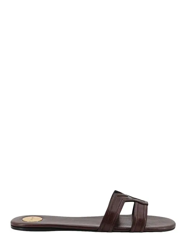 Saint Laurent Mabrouka Vegetable-tanned Leather Slippers - Brown