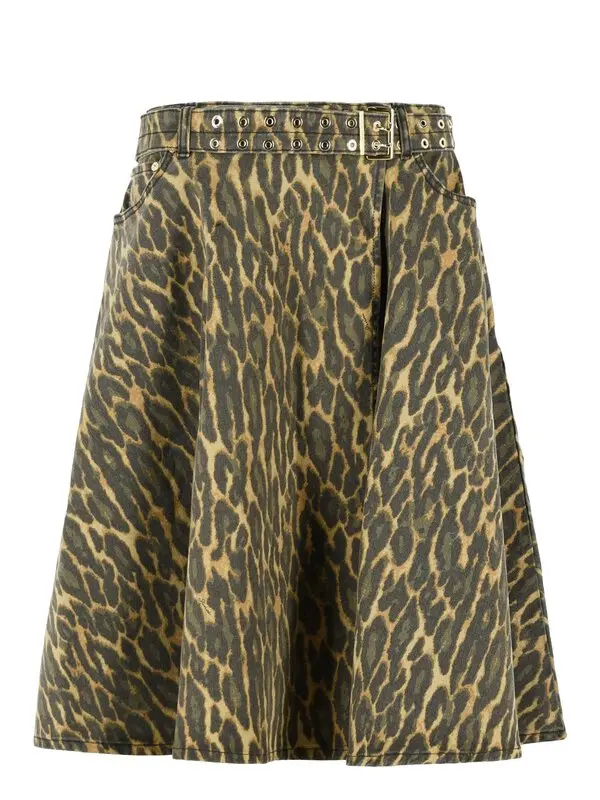 GANNI Leopard Skirt In Cotton - Brown