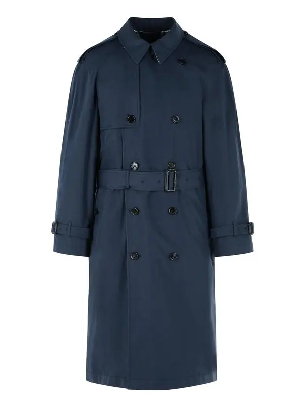 Burberry Polyester Blend Trench Coat - Blue