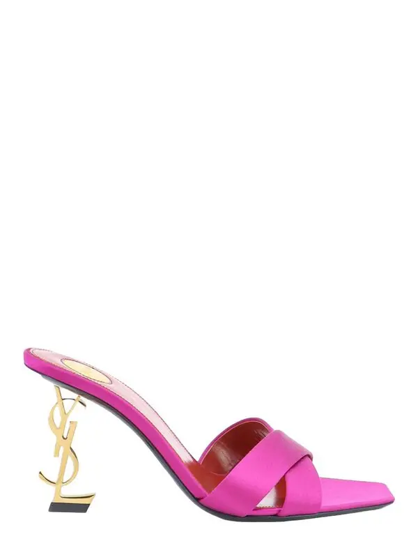 Saint Laurent Opyum Satin Mules - Pink
