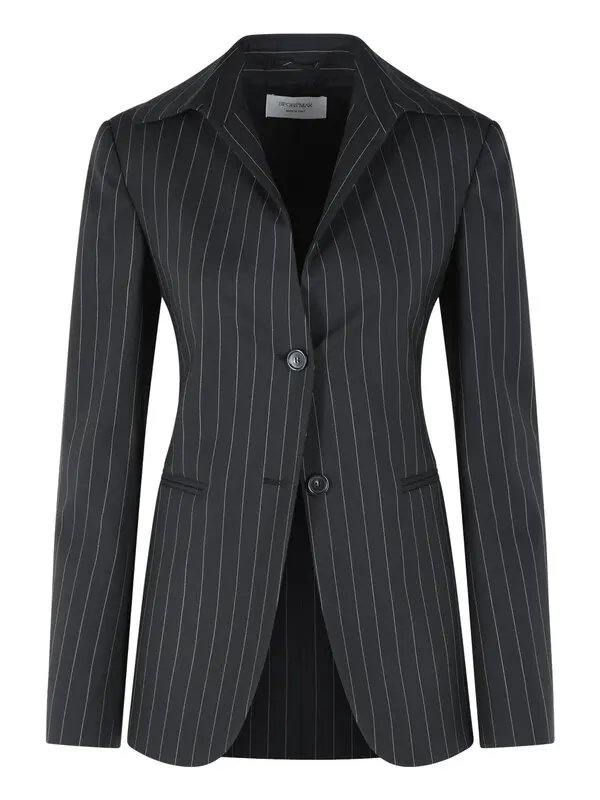 Sportmax Rive Tight Virgin Wool Blend Blazer - Black