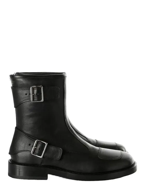 ANN DEMEULEMEESTER Leather Buckled Zip Boots - Black