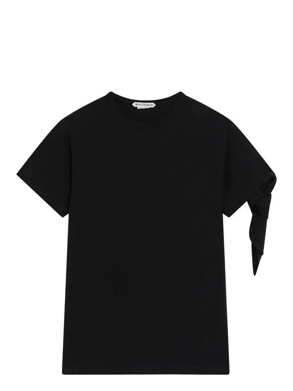 JW Anderson Knotted-sleeve Jersey T-shirt In Cotton - Black