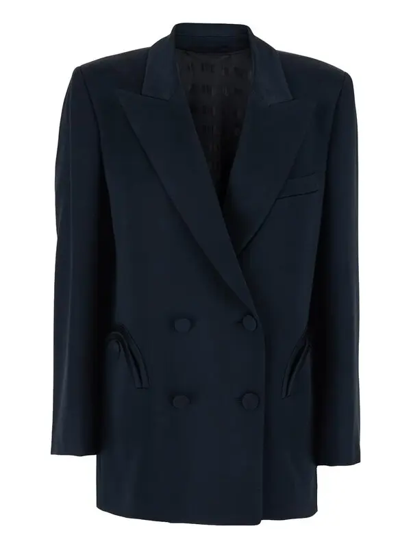 BLAZÉ MILANO Zenith' Blue Double-breasted Jacket With Peak Revers In Viscose Blend For - Multicolor