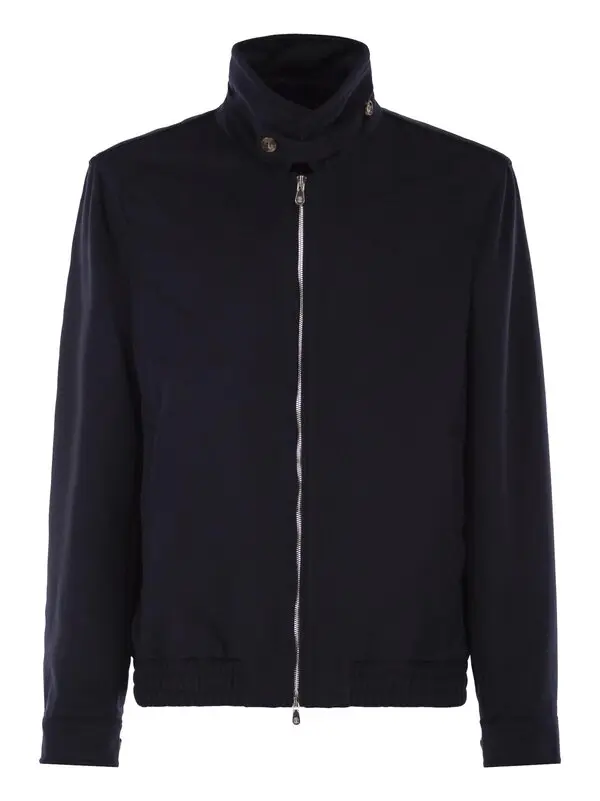 Brunello Cucinelli Virgin Wool Stand Collar Bomber Jacket - Blue