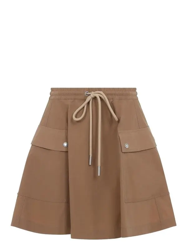 Moncler Technical Cotton Flared Cargo Skirt - Brown