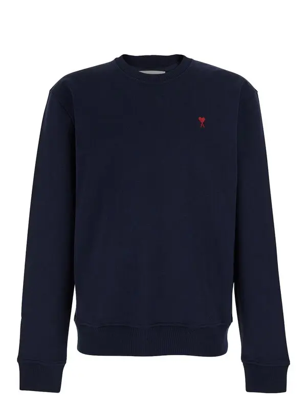 AMI Paris Blue Sweatshirt With De Coeur Logo On The Front In Cotton For - Multicolor