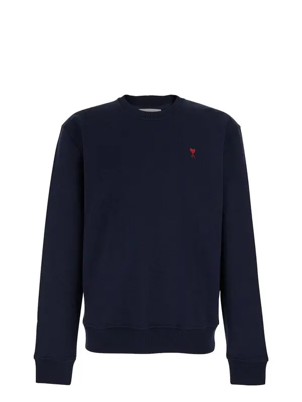 AMI Paris Blue Sweatshirt With De Coeur Logo On The Front In Cotton For - Multicolor