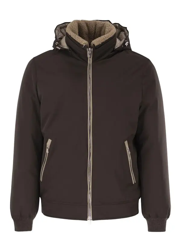 Brunello Cucinelli Padded Hooded Bomber Jacket - Brown