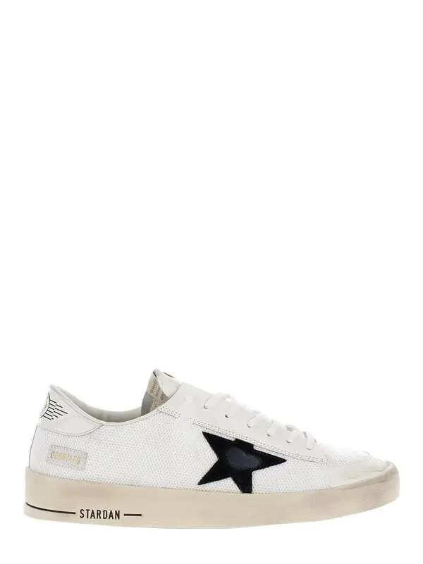 GOLDEN GOOSE Low Sneakers 'stardan' With Star Patch In Leather And Tech Fabric White - Multicolor