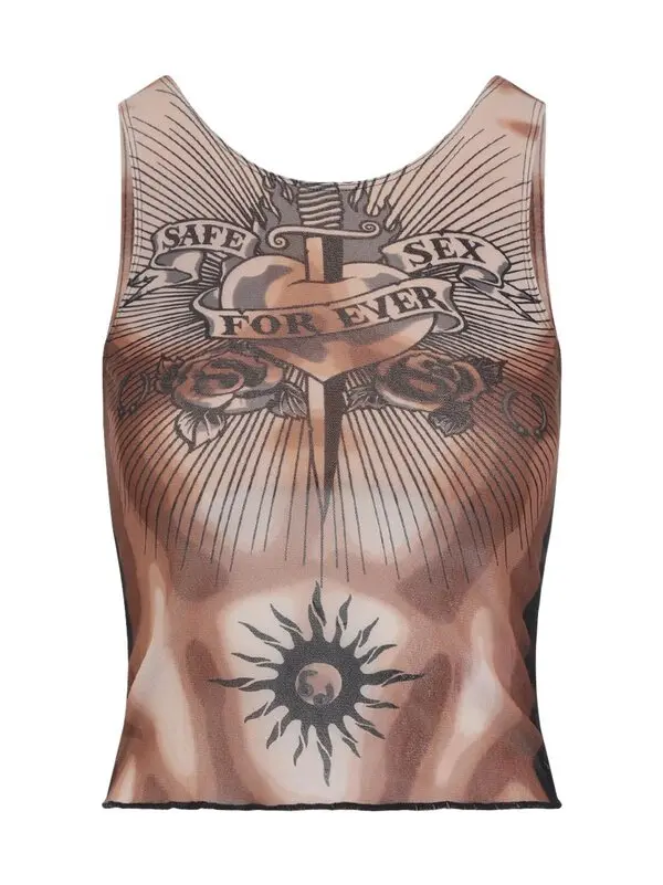 JEAN PAUL GAULTIER Safe Sex Tattoo Top - Multicolor