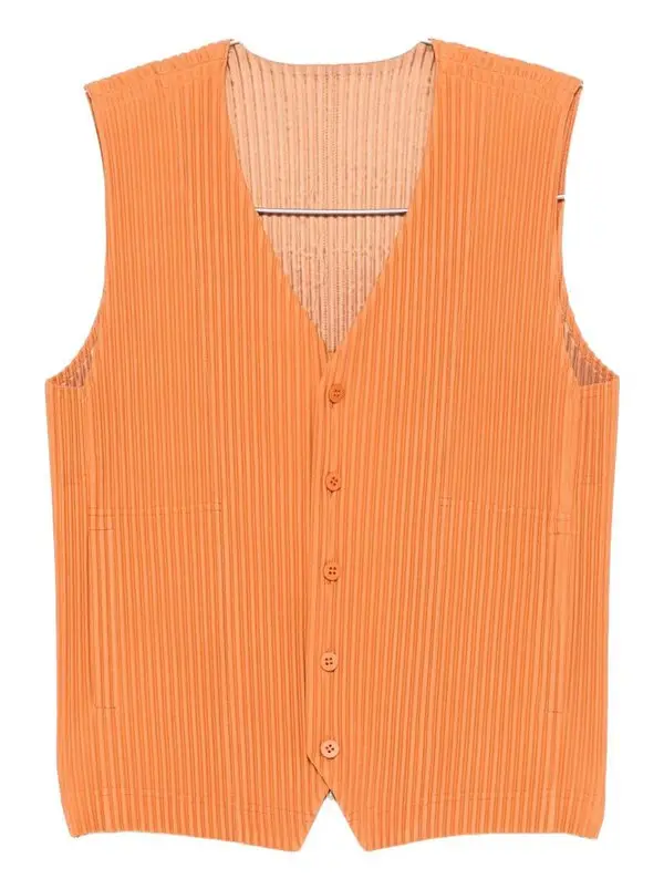 Issey Miyake Pleated V-necked Vest - Multicolor