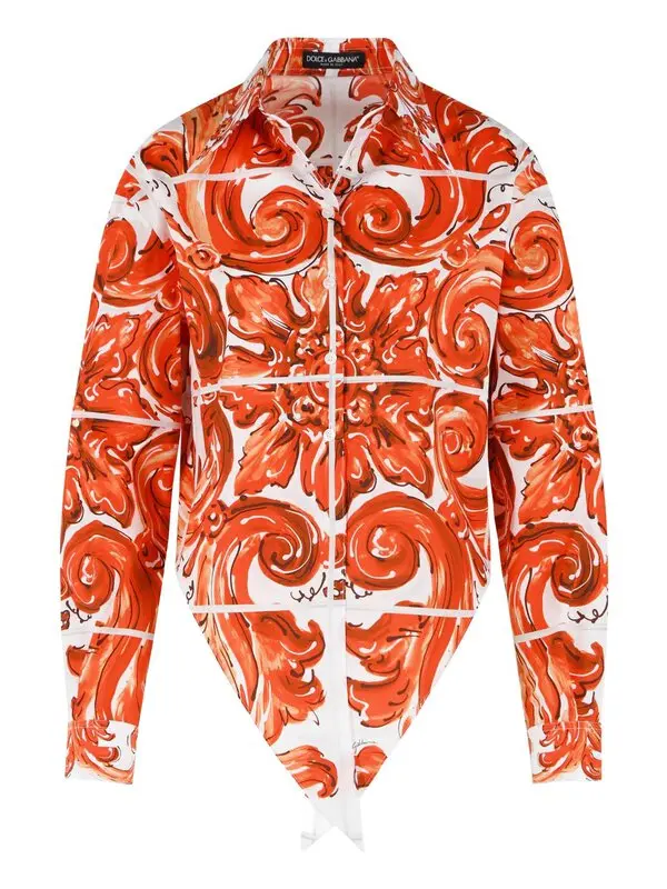Dolce & Gabbana Majolica Print Shirt - Orange