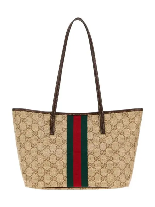 Gucci Gg Canvas Web-stripe Tote Bag - Cream
