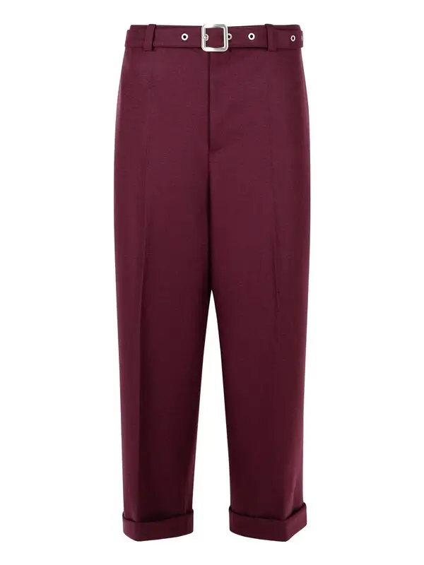 JIL SANDER Wine Wool Pants - Multicolor