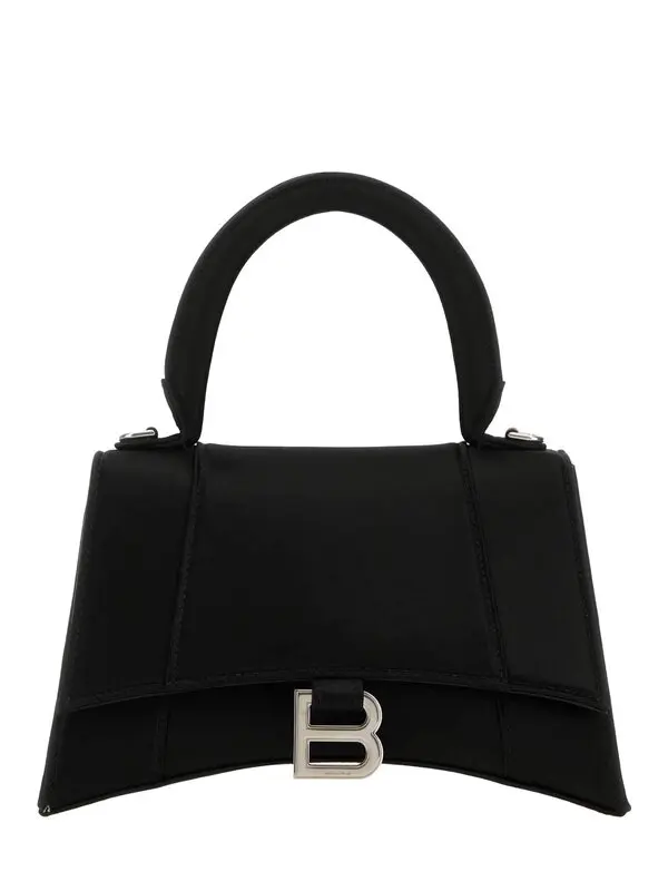 Balenciaga Satin Hourglass Handbag - Black