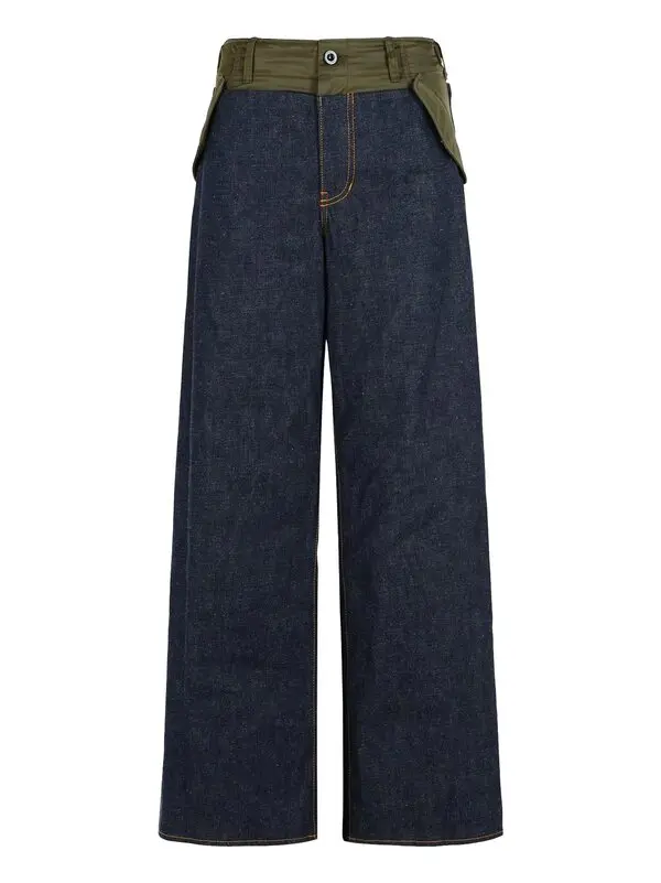 Sacai Cotton Denim Wide Leg Jeans - Blue