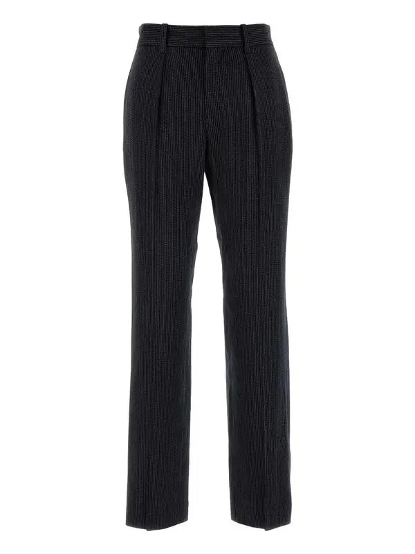 Isabel Marant Étoile Embroidered Stretch Wool Blend Pant - Multicolor