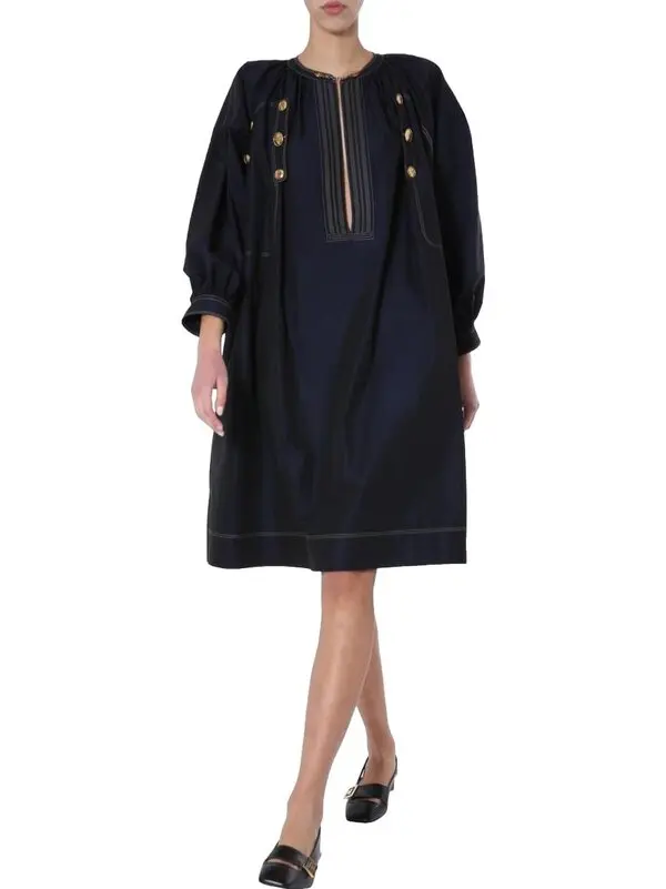 Givenchy Button Embellished Dress - Blue