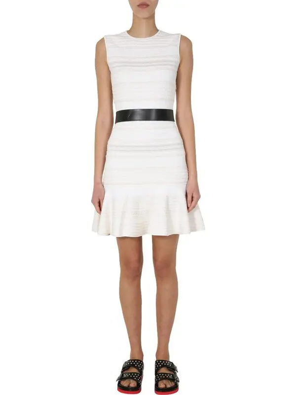 Alexander McQueen Knitted Mini Dress - White