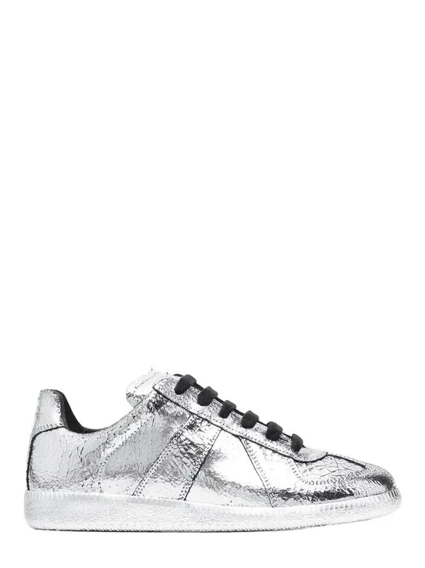 MAISON MARGIELA Metallic Leather Replica Sneakers - Silver