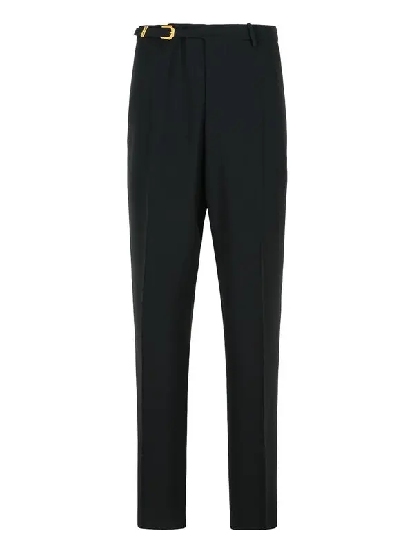 Versace Virgin Wool Blend Trousers - Black