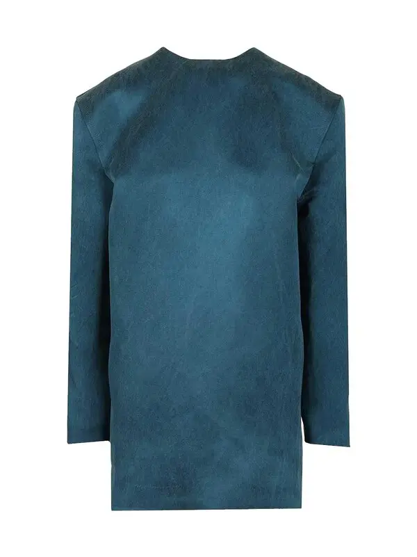 Saint Laurent Stonewashed Silk Satin Boxy Dress - Blue
