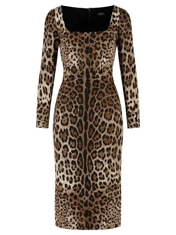 Dolce & Gabbana Midi Dress With Animal Print - Multicolor