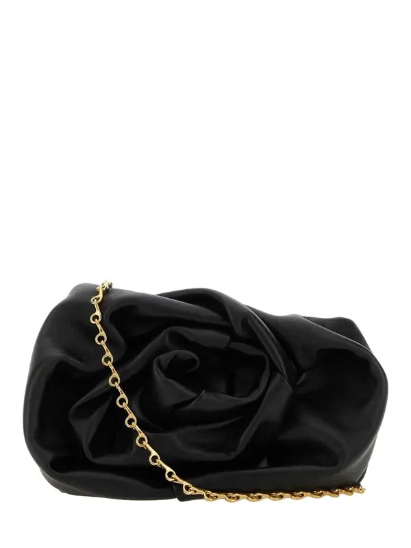 Burberry Nappa Leather Rose Clutch - Black