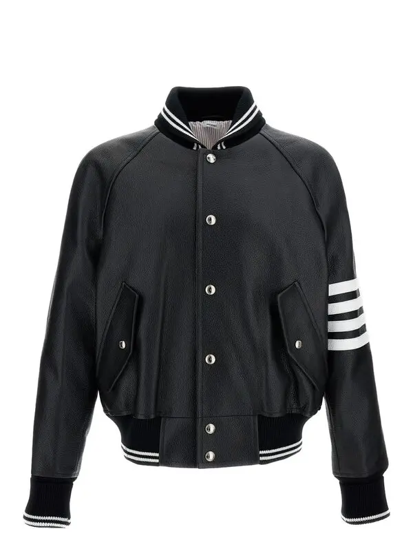 Thom Browne Oversized Leather Bomber Jacket - Multicolor