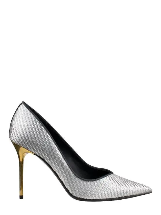 Balmain Metallic Effect Pointed Toe Pumps - Silver