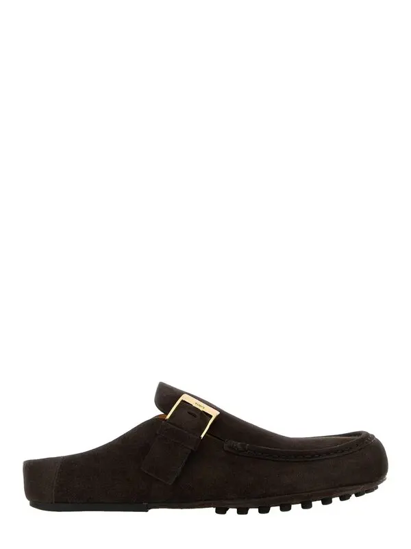 TOD'S Dark Suede Slippers - Brown