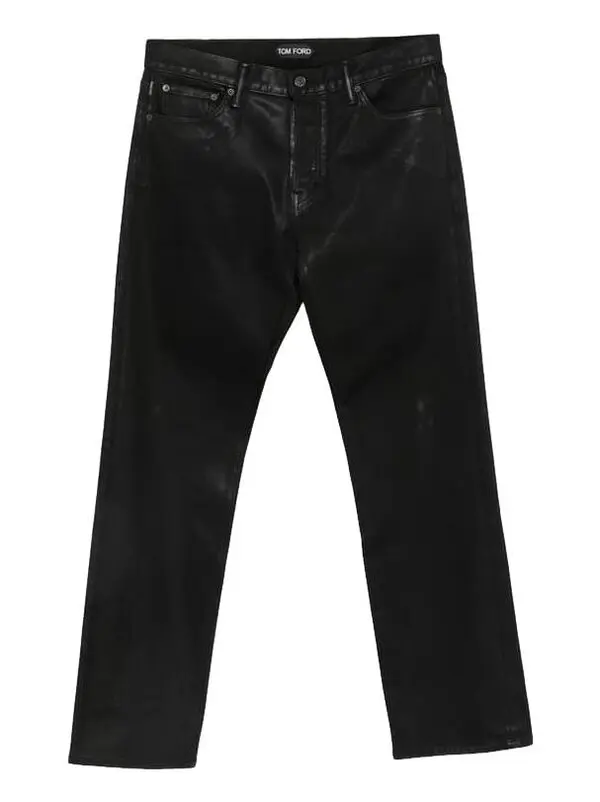 TOM FORD Straight-leg Coated Trousers - Black