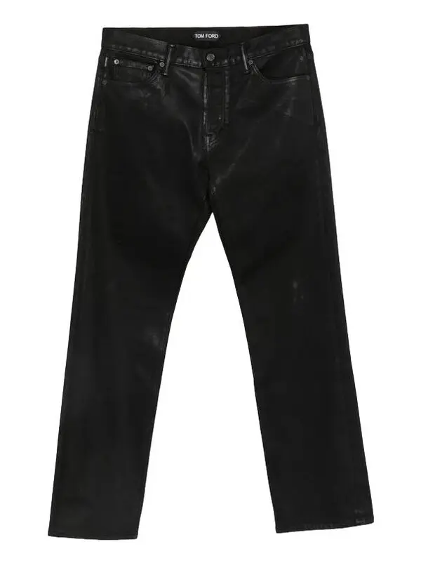 TOM FORD Straight-leg Coated Trousers - Black