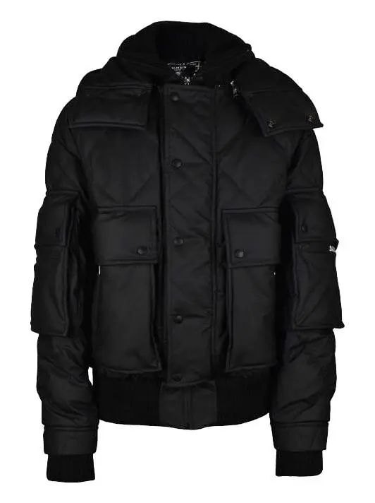 Balmain Quilted Down Jacket - Black