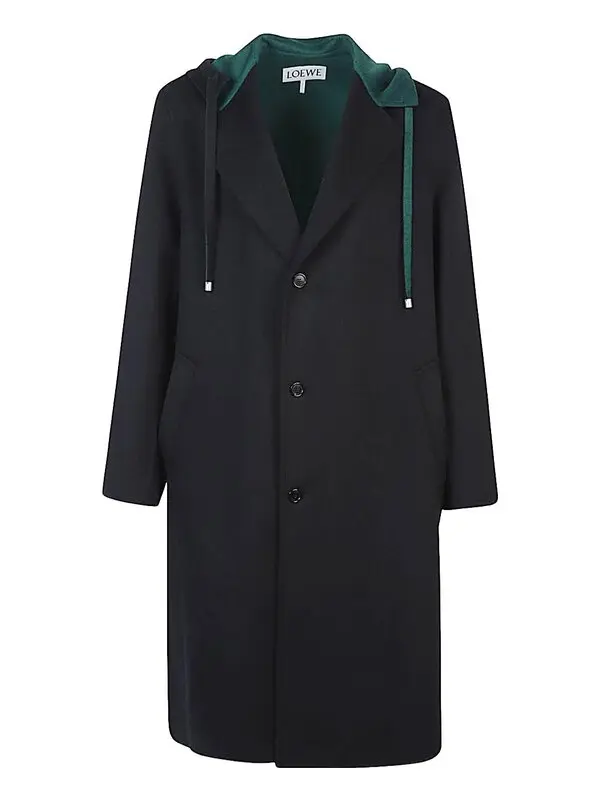 Loewe Wool And Cashmere Blend Hooded Coat - Multicolor