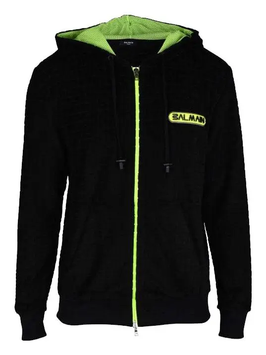 Balmain Monogrammed Velvet Effect Cardigan - Black