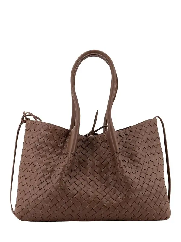 Bottega Veneta Pinacoteca Leather Handbag With Intrecciato Motif - Multicolor