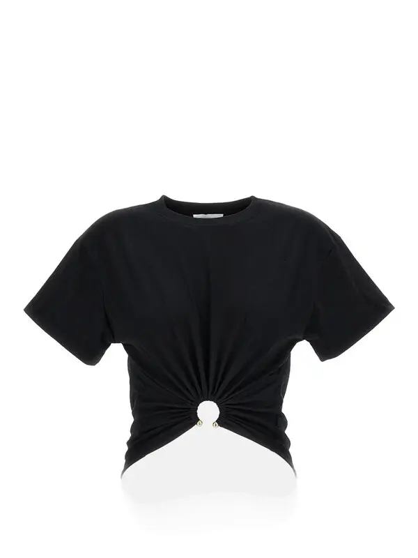 Rabanne Pierced Cotton Jersey Cropped Top - Multicolor