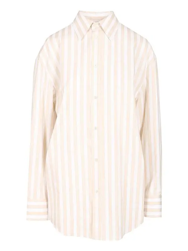 Saint Laurent Striped Cotton Shirt - Cream