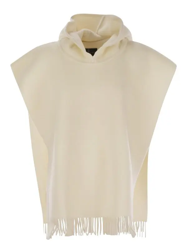 Brunello Cucinelli Double Knit Poncho - Cream