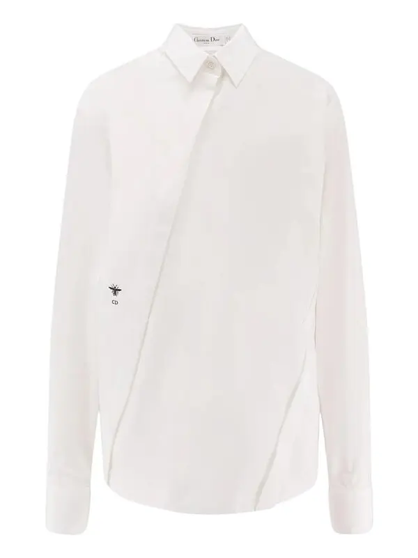 Dior Asymmetrical Closure Cotton Shirt - White