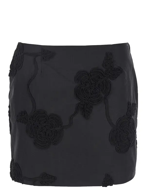 ROTATE BY BIRGER CHRISTENSEN Floral Applique Cotton Mini Skirt - Multicolor