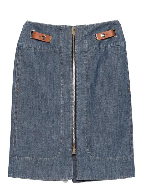 Fendi Cotton Denim Midi Skirt - Blue