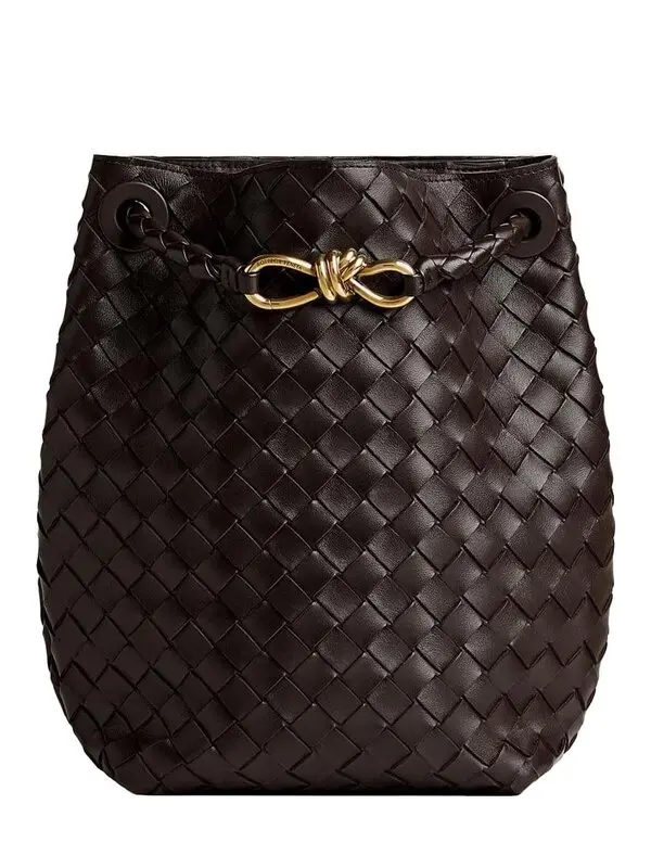 Bottega Veneta Andiamo Bucket Leather Crossbody Bag With Intrecciato Pattern - Multicolor