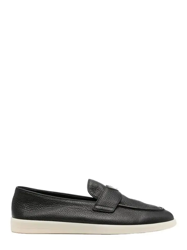 Prada Pebble-grain Leather Loafers - Black