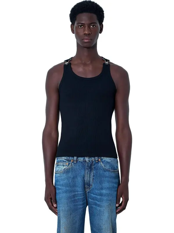JEAN PAUL GAULTIER Ribbed Tank Top - Black